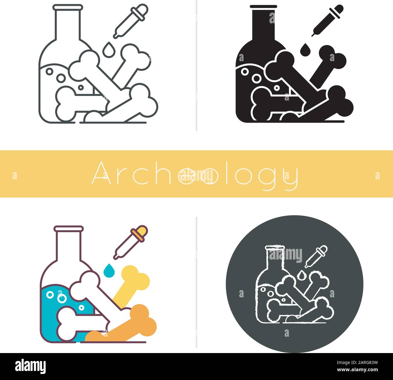 Laboratory analysis icon. Archeological discoveries. Ancient human and ...