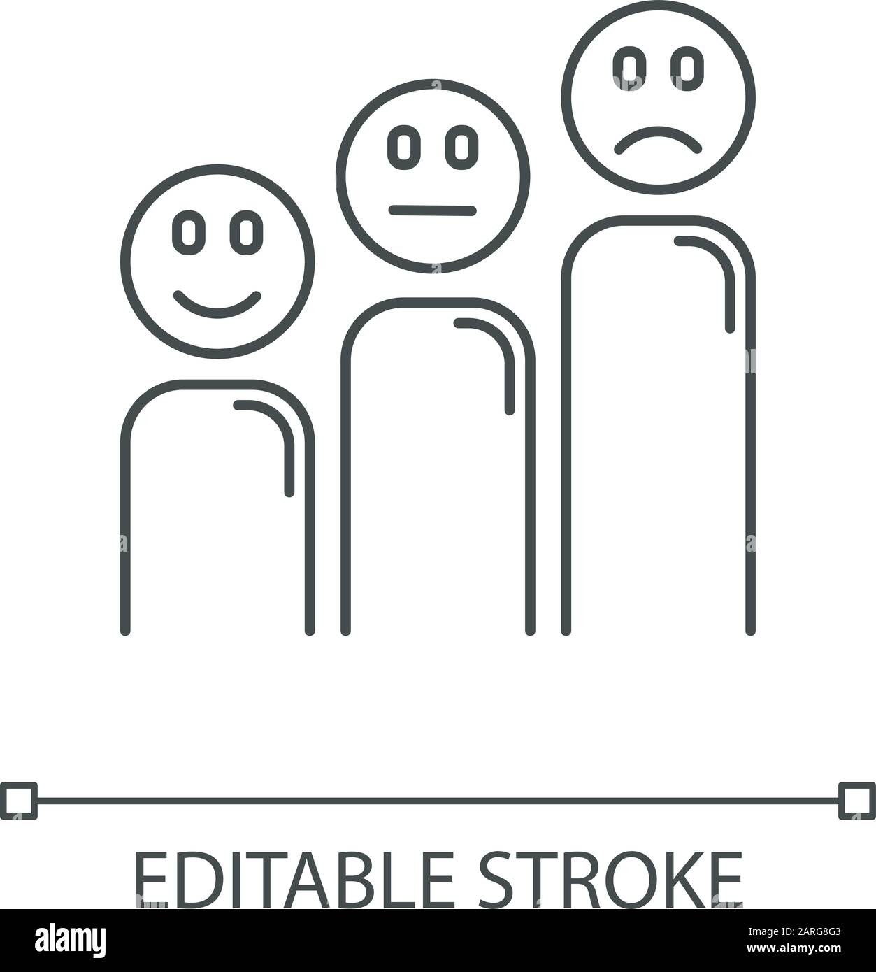 Satisfaction level linear icon. Customer experience emoticons. Social ...