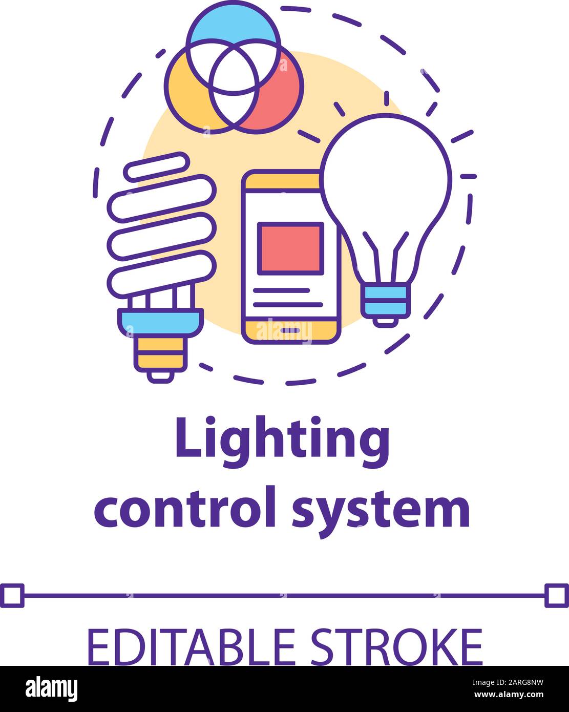 Lighting control system concept icon. Smart house idea thin line ...