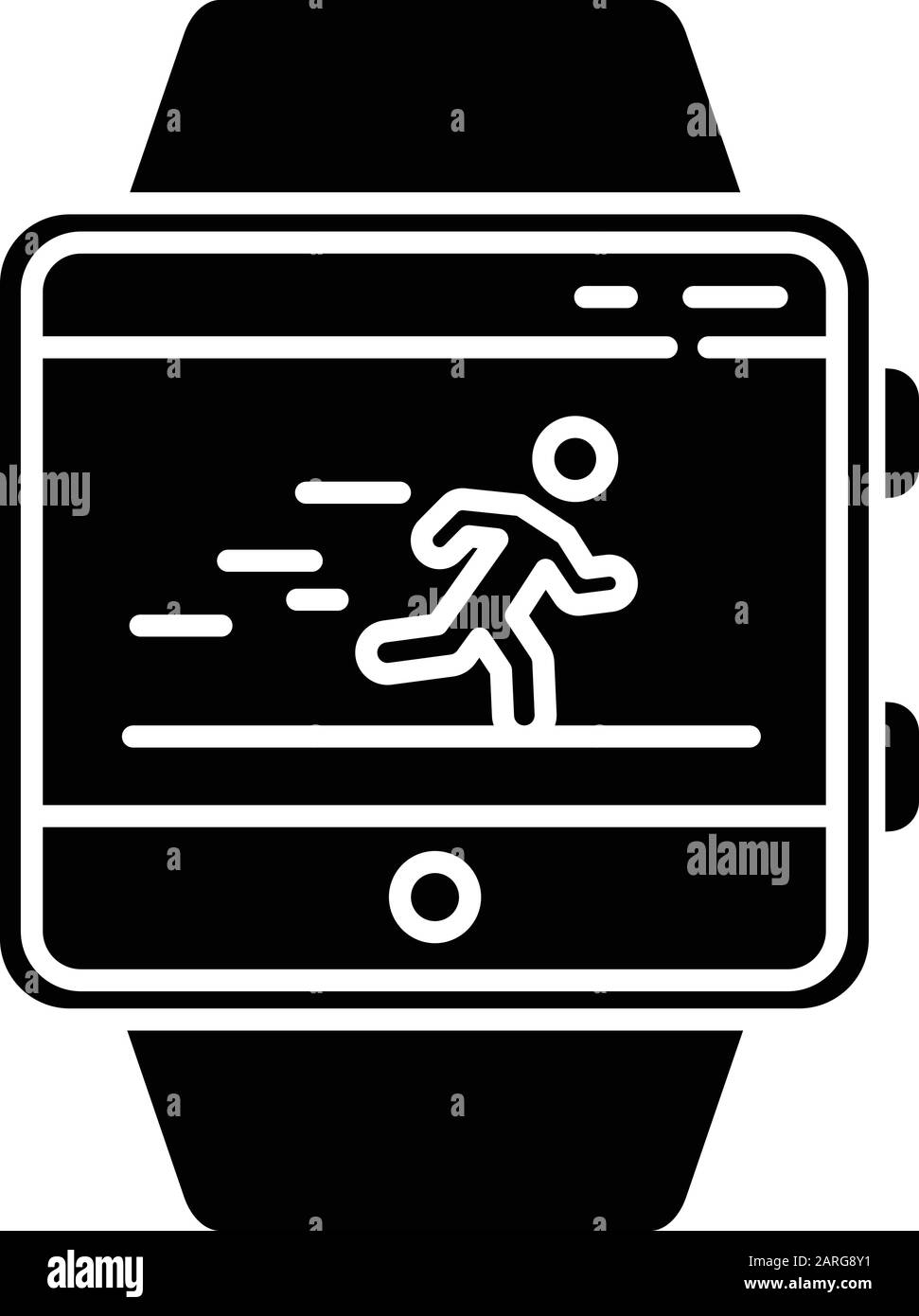 Fitness tracker running application glyph icon. Silhouette symbol ...