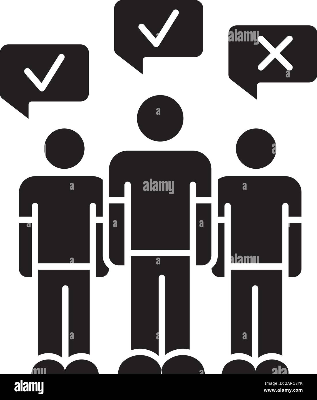 Mass survey glyph icon. Social opinion, public poll. Voting. Agree and ...