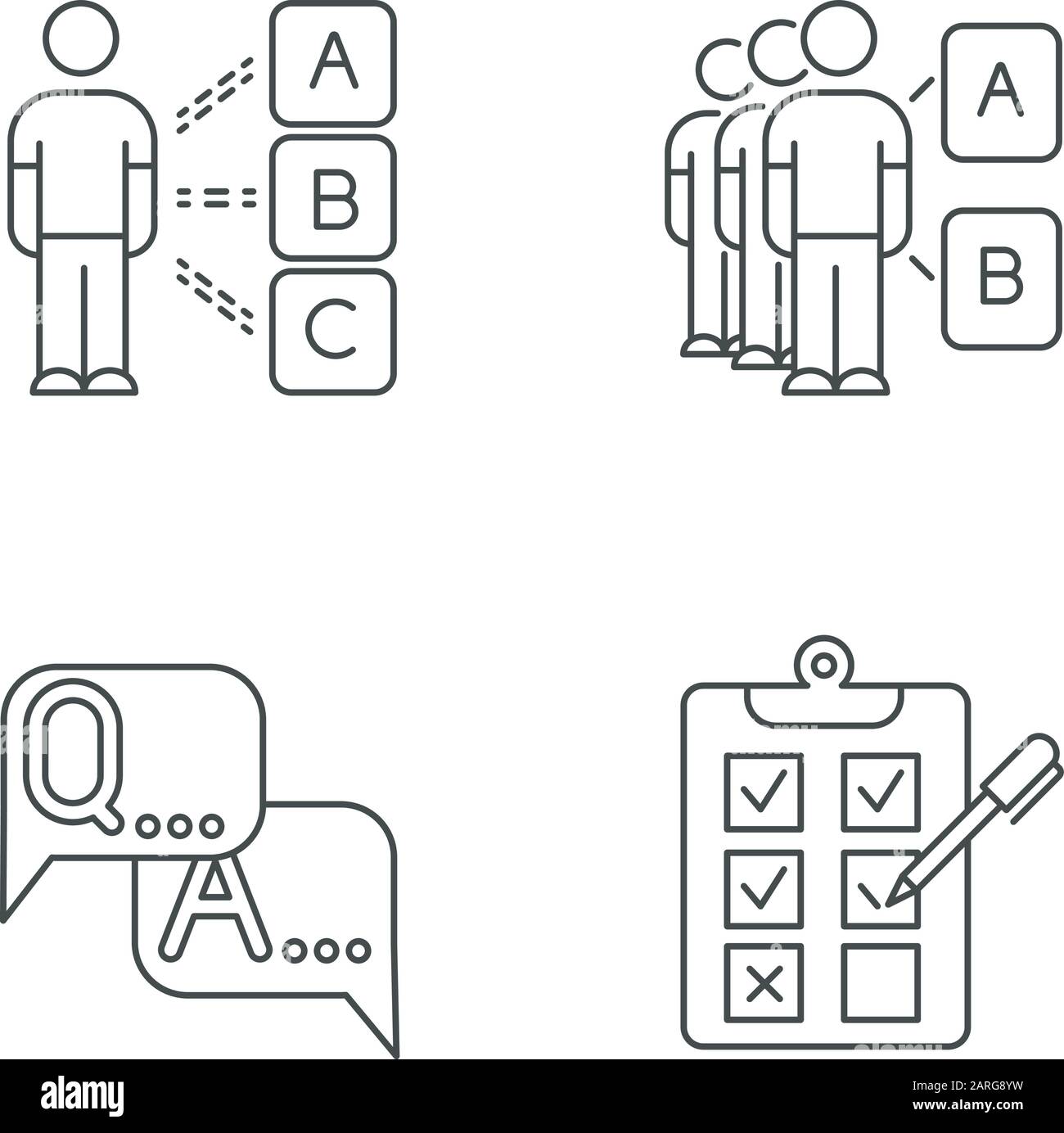 Survey Linear Icons Set Personal Questioning Mass Poll Group Test