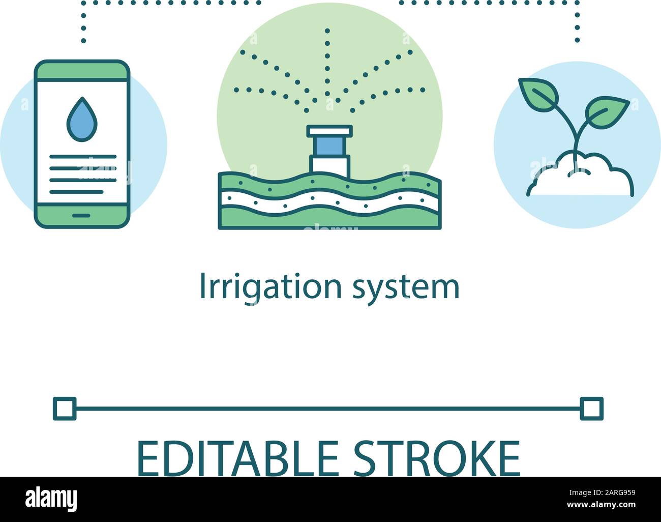 Irrigation system concept icon. Automatic watering plants with ... Irrigation system concept icon. Automatic watering plants with ...