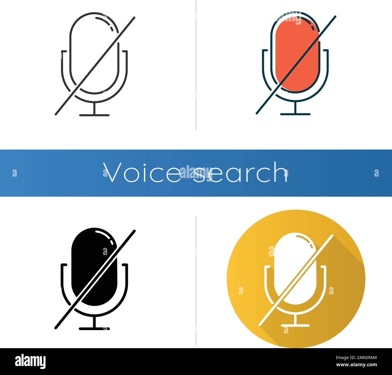 Microphone forbidden icons set. Sound recorder error notification idea ...