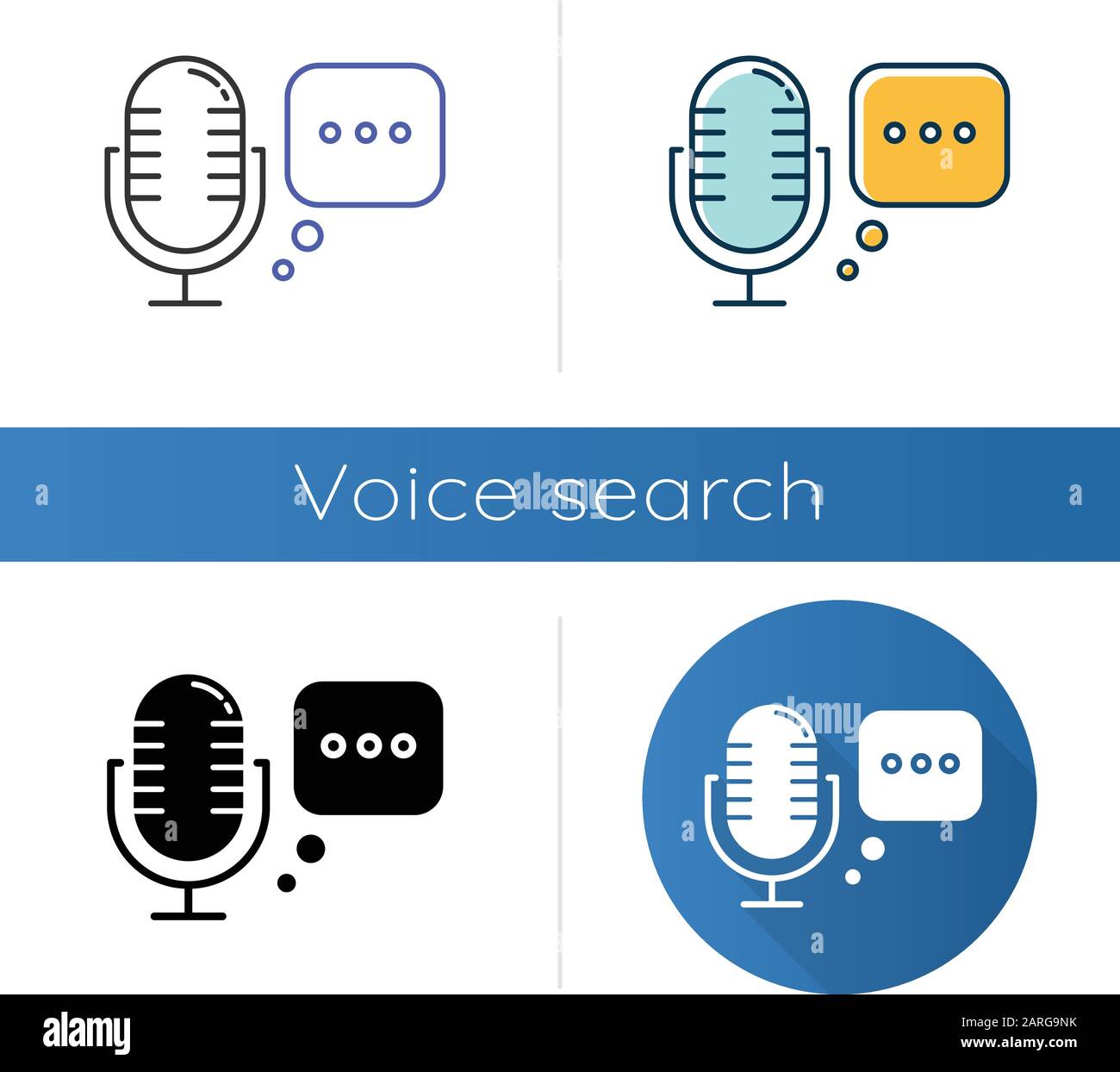 Voice recorder icons set. Speech recognition idea. Modern microphone ...