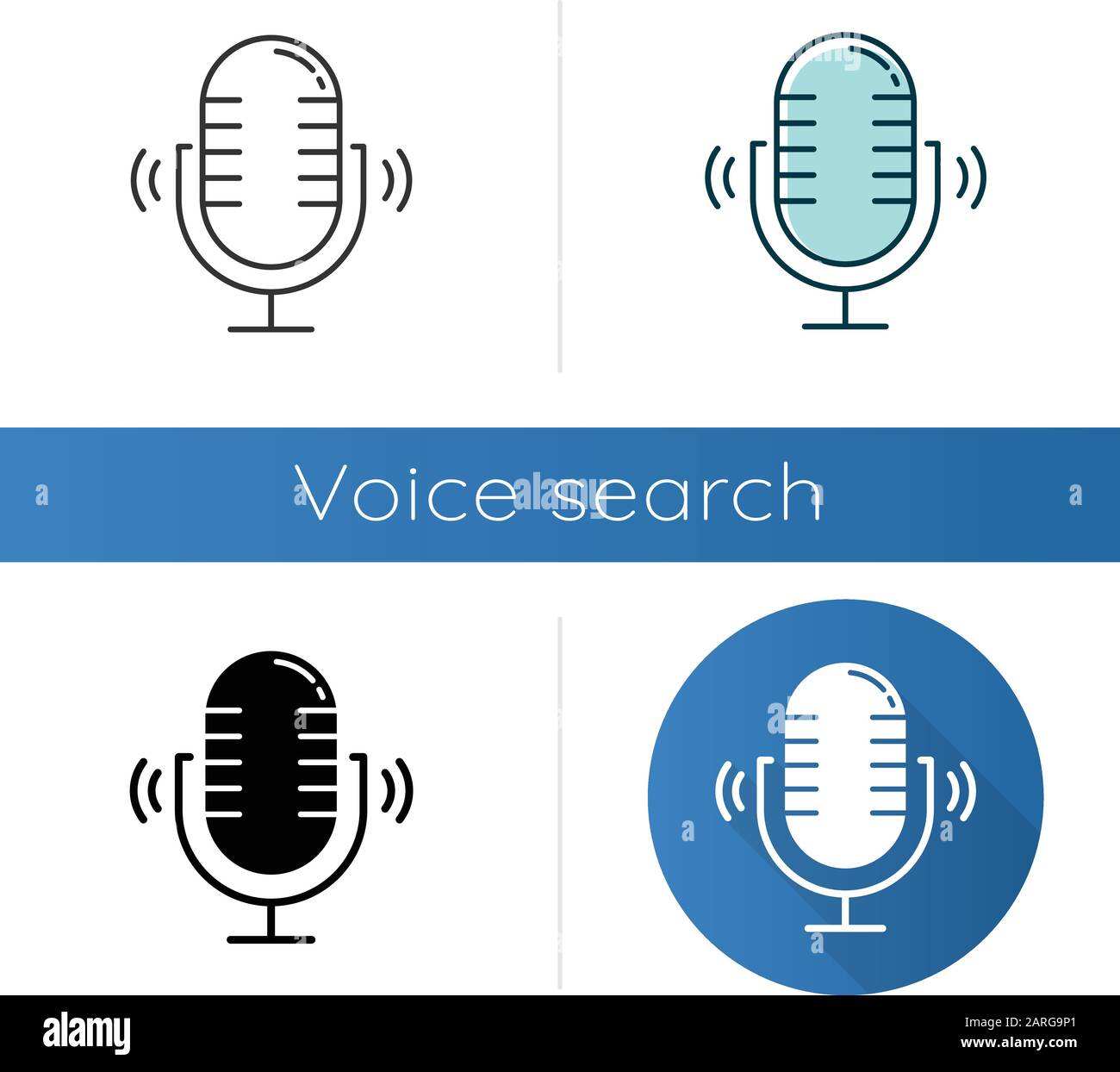 Loud microphone icons set. Stereo mic recording sound idea. Voice ...