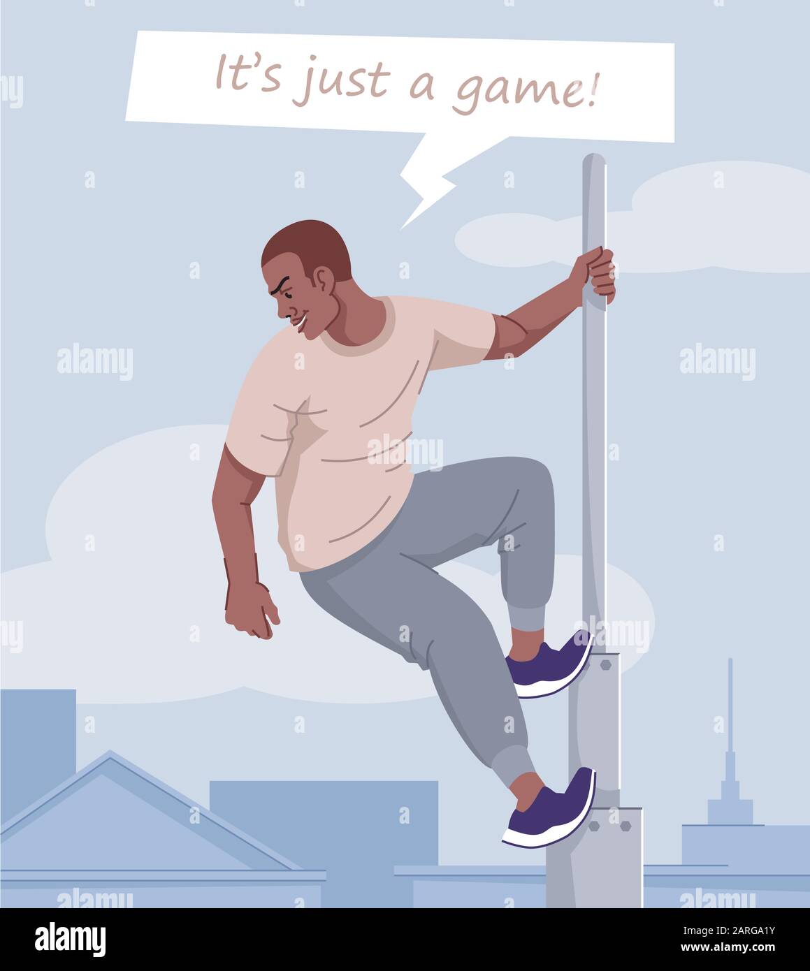 Adrenaline dependence flat vector illustration. Extreme lifestyle fan ...