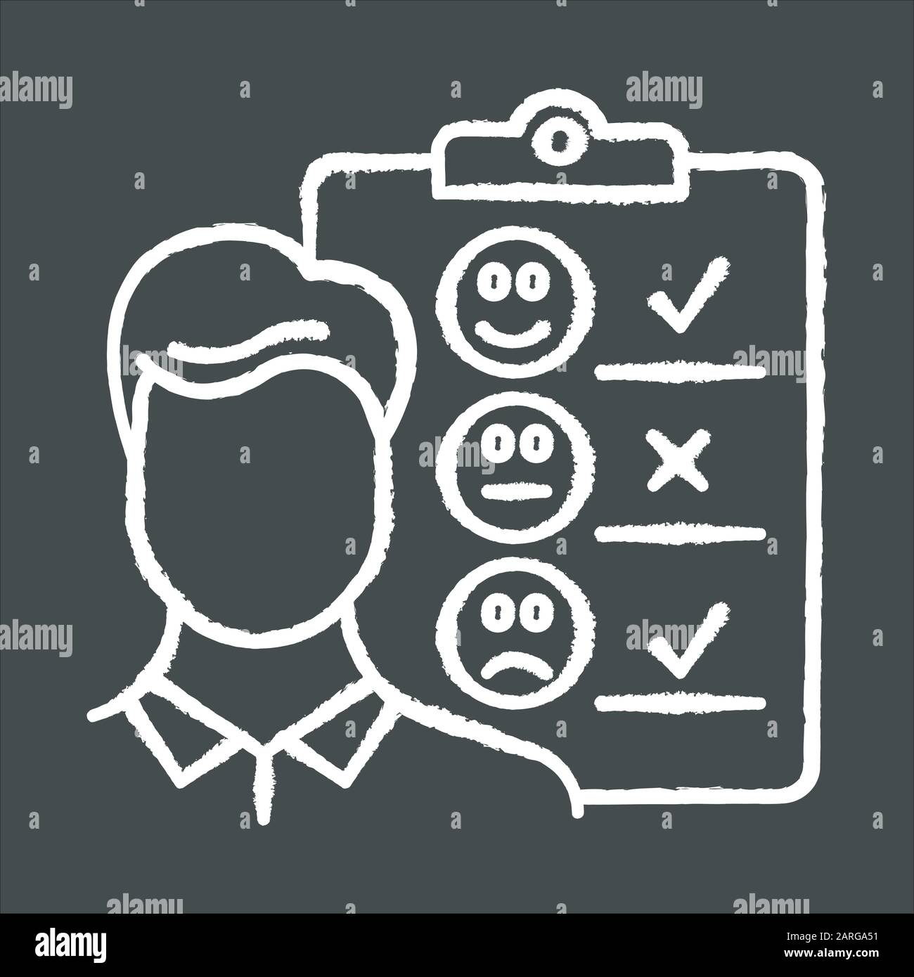 Personal interview chalk icon. Survey questionnaire form. Customer ...