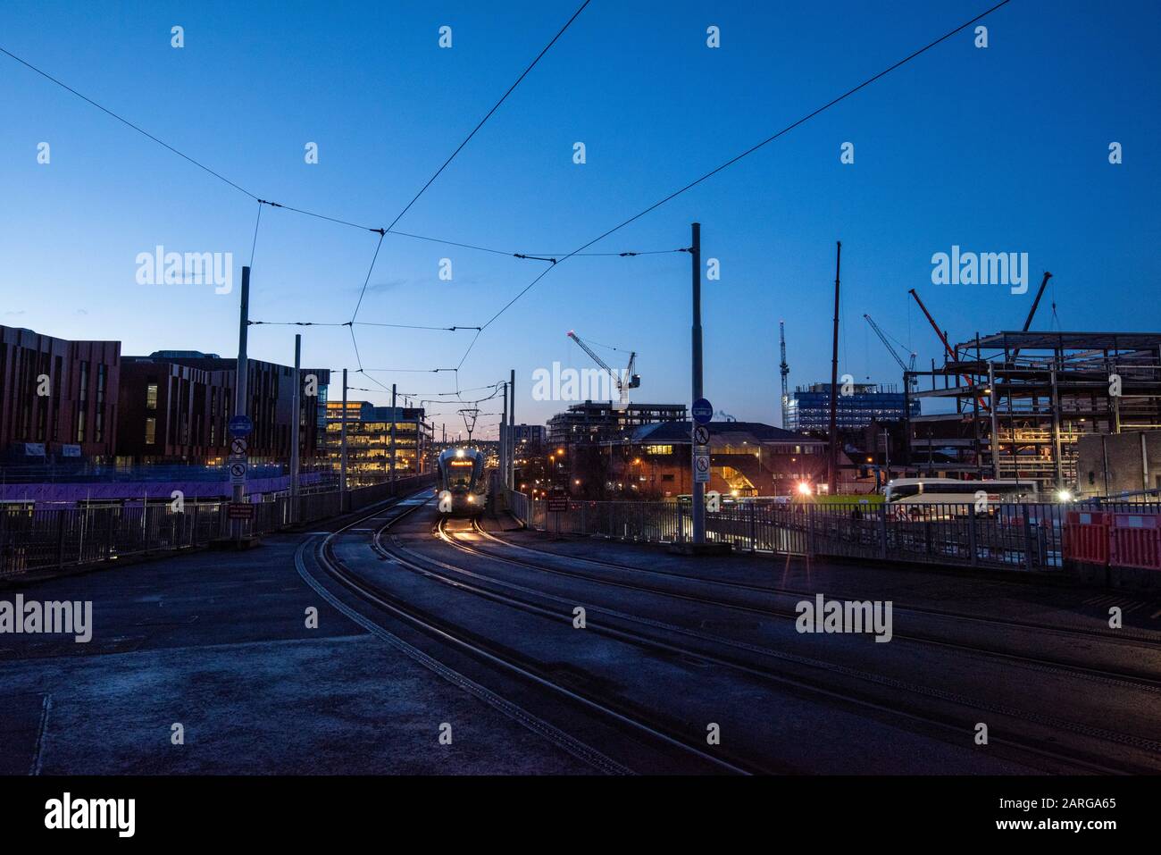 Sunrise blue hour over the skyline of the South Side of Nottingham City ...