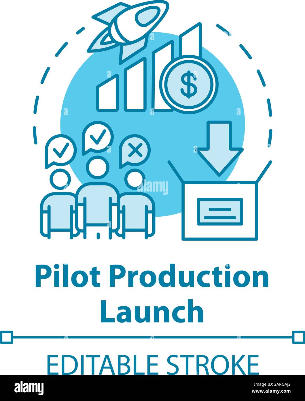 Pilot production launch concept icon. Startup. Strategic management ...
