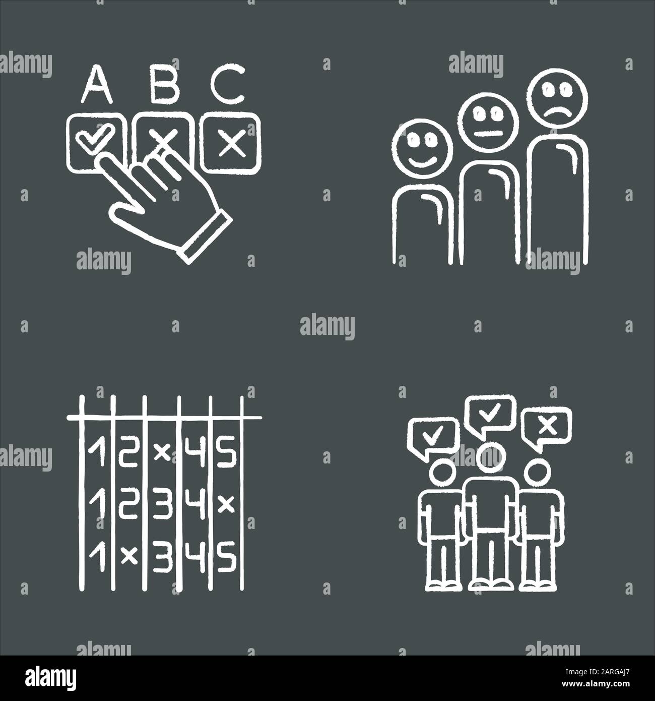 Survey chalk icons set. Choosing correct option. Customer satisfaction ... Survey chalk icons set. Choosing correct option. Customer satisfaction ...