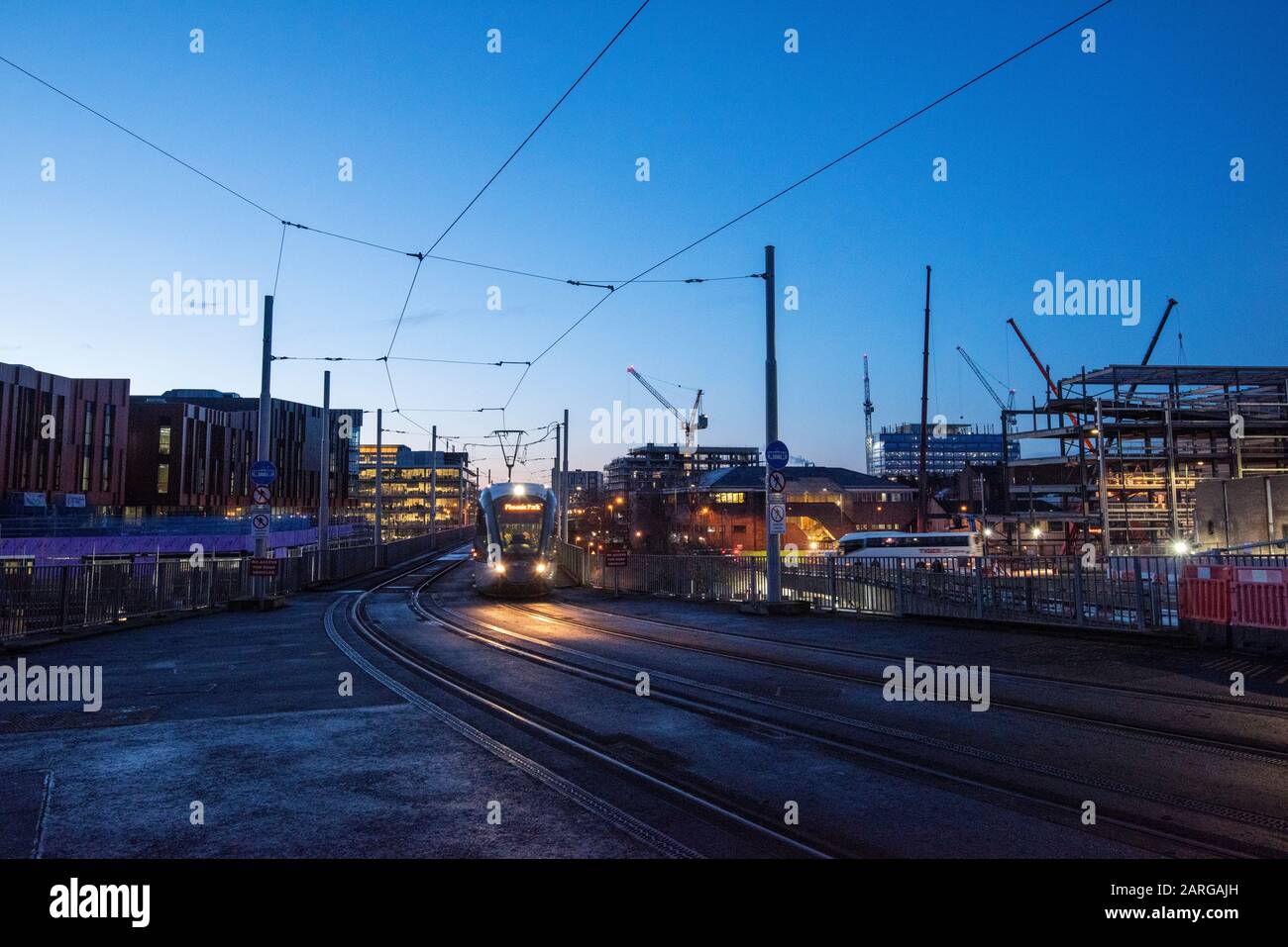 Sunrise blue hour over the skyline of the South Side of Nottingham City ...