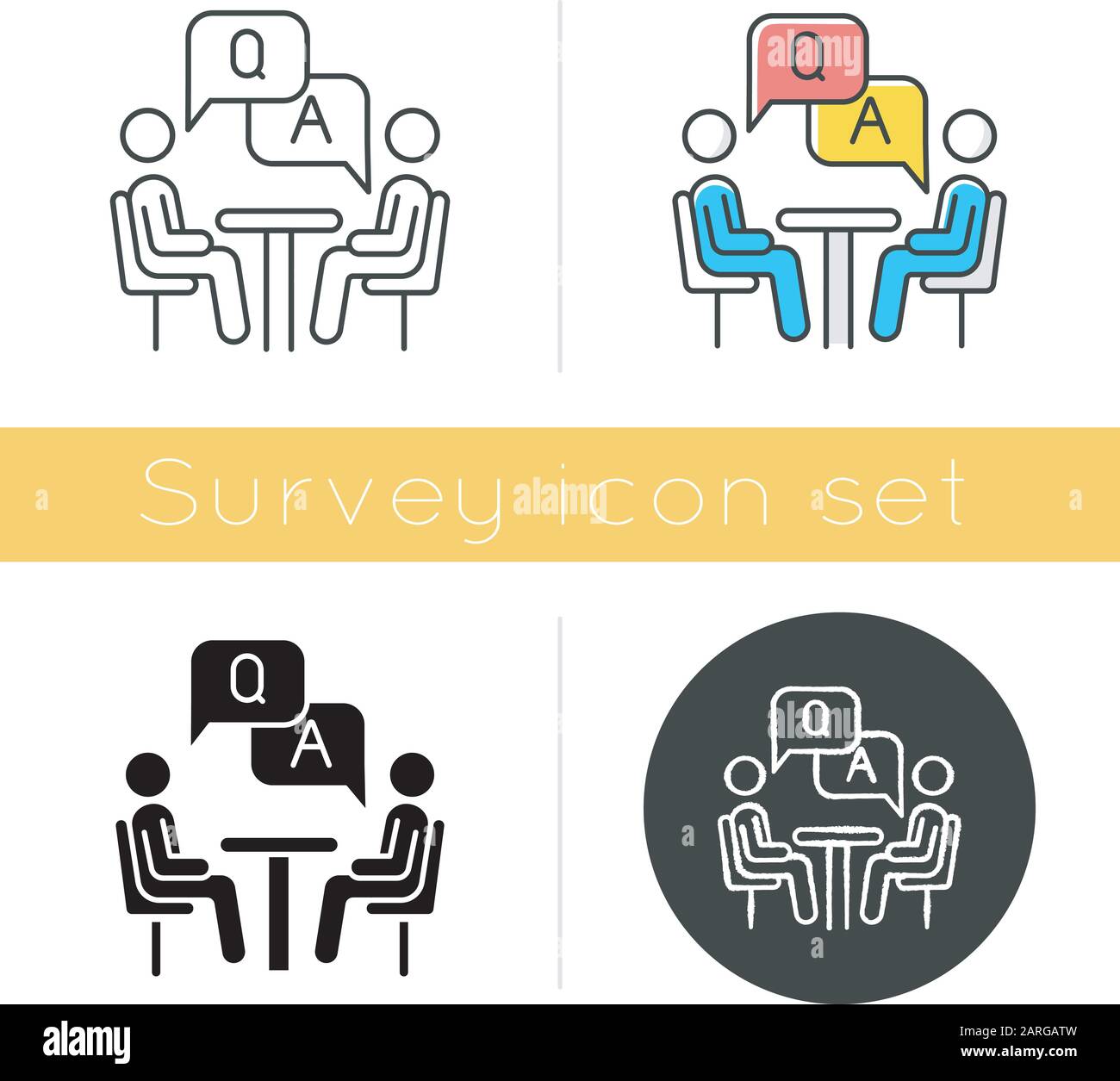 Personal interview survey icon. Questions and answers poll. Social ...