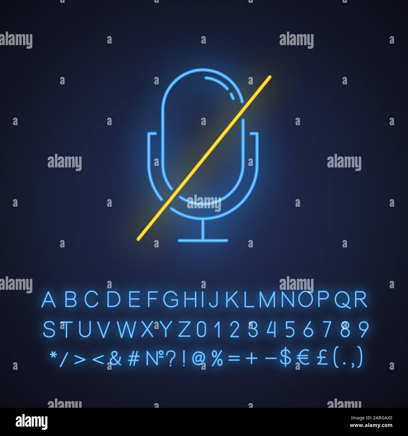 Microphone forbidden neon light icon. Sound recorder error. Recording ... Microphone forbidden neon light icon. Sound recorder error. Recording ...