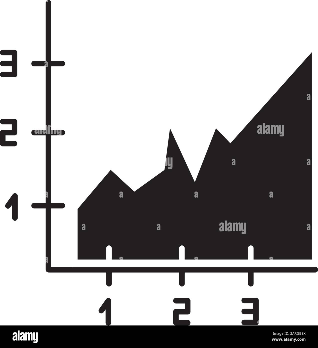 Area Chart Glyph Icon Rising Graph With Indexes Increasing Diagram