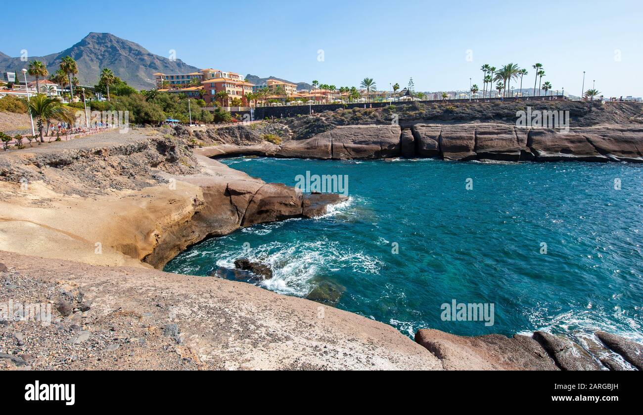 Rocks along the coast between Playa el Duque and Playa de Fanabe on ...