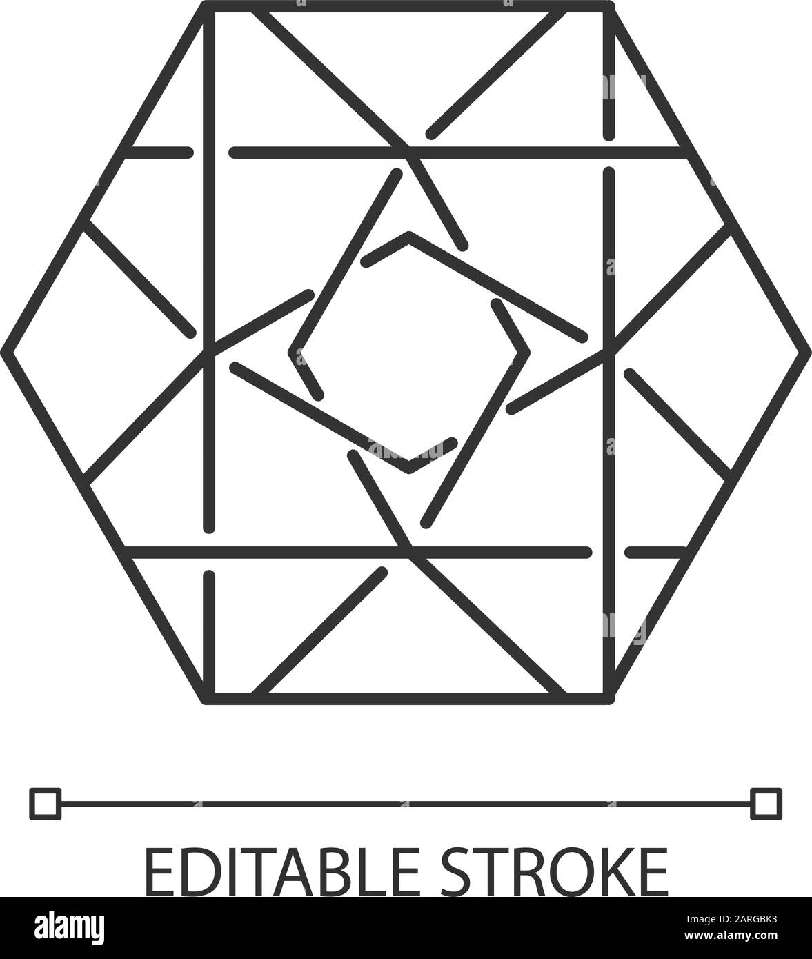 Ornamental hexagon linear icon. Decorative geometric figure. Crossed ...