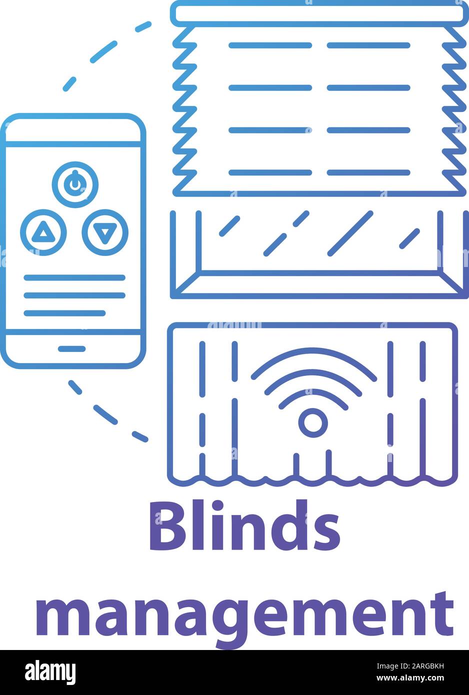 Blinds management blue gradient concept icon. Smart house management ...