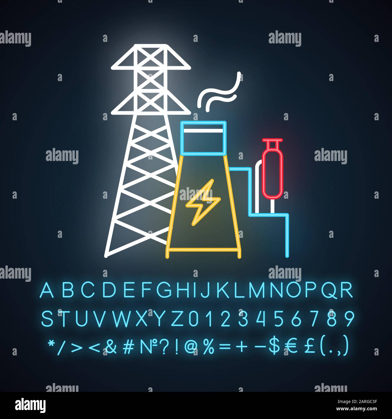 Energy industry neon light icon. Power engineering. Electricity ...
