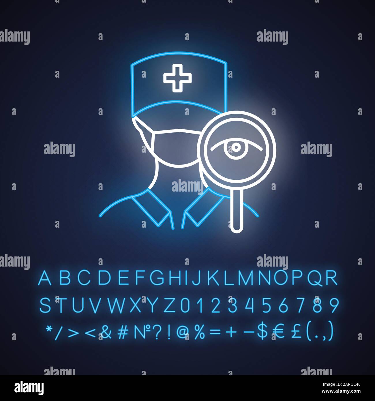 Doctor visit neon light icon. Common cold aid. Clinic and hospital ...