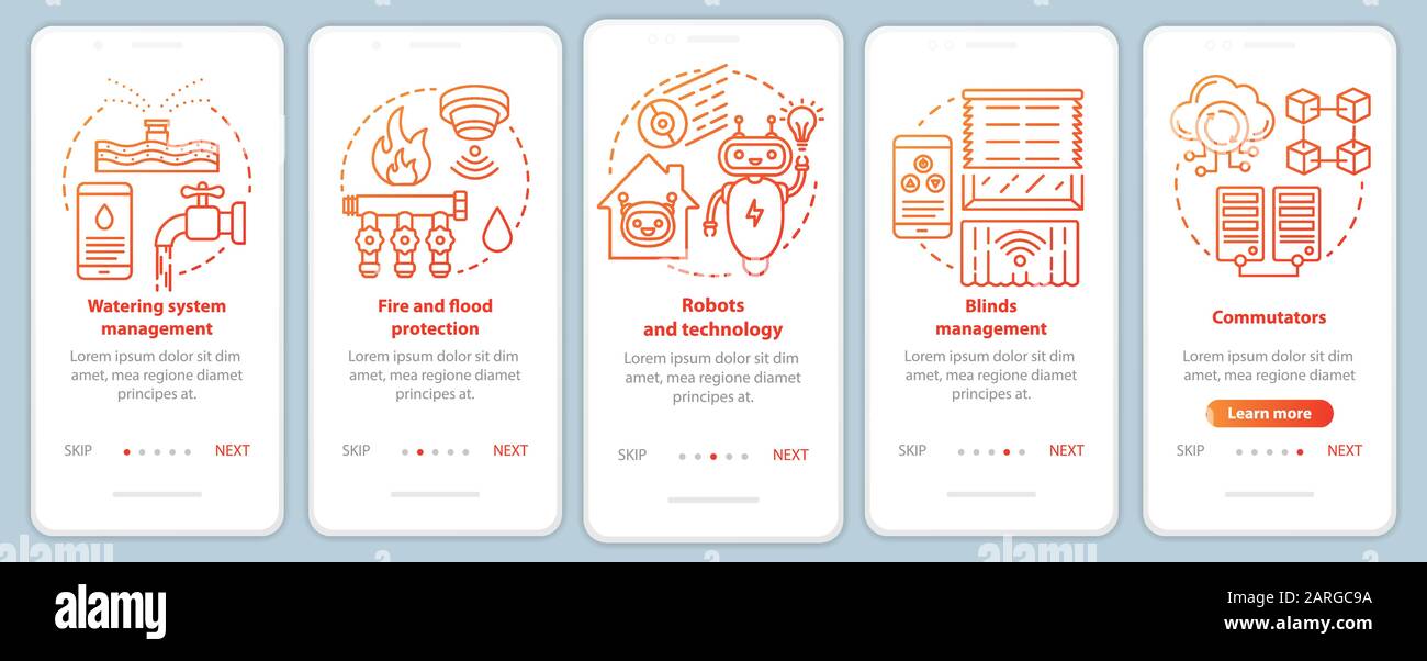 Smart House Onboarding Mobile App Page Screen Vector Template Automatic Control Of Home