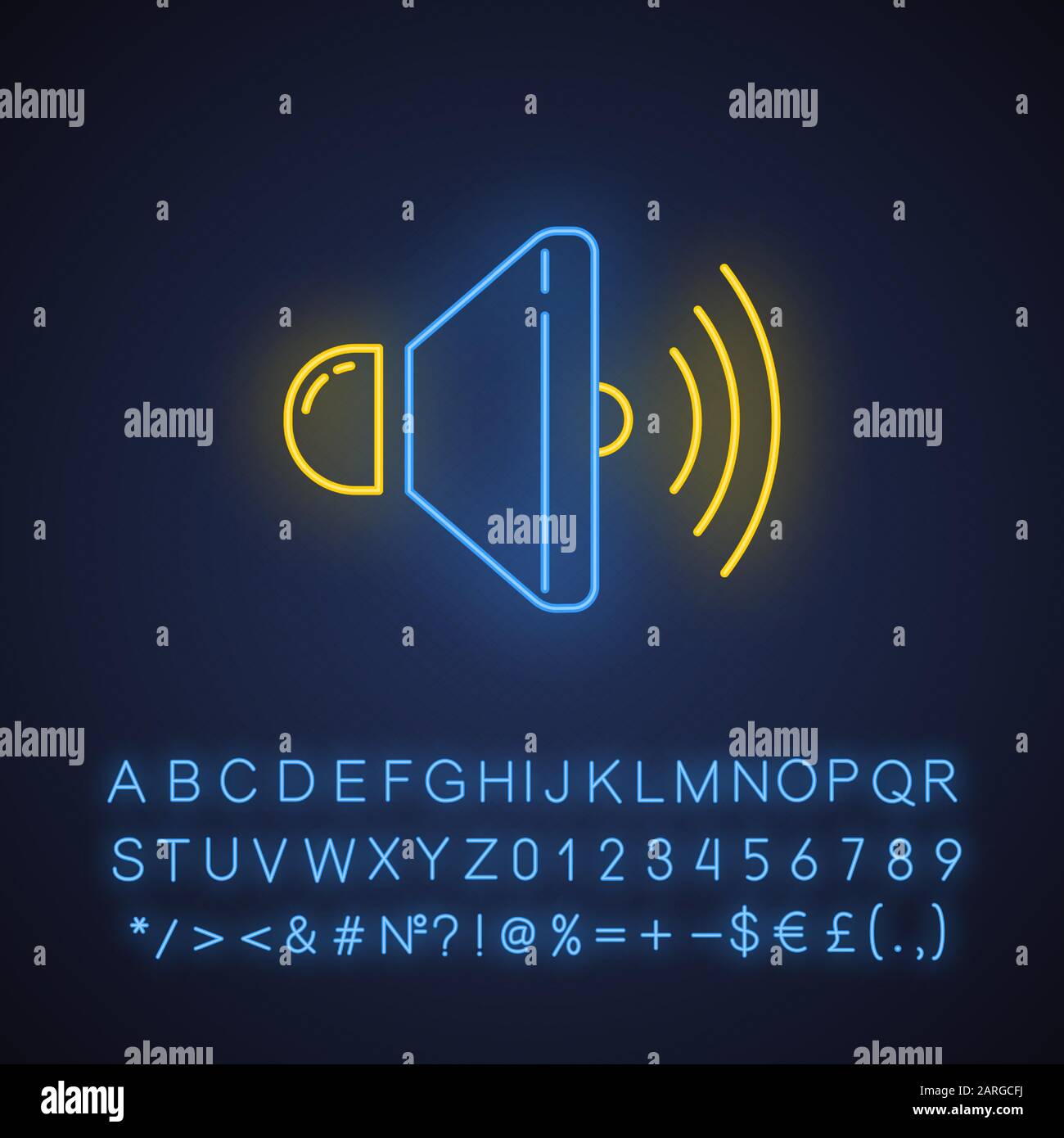 Sound speaker neon light icon. Volume control idea. Loudspeaker ...