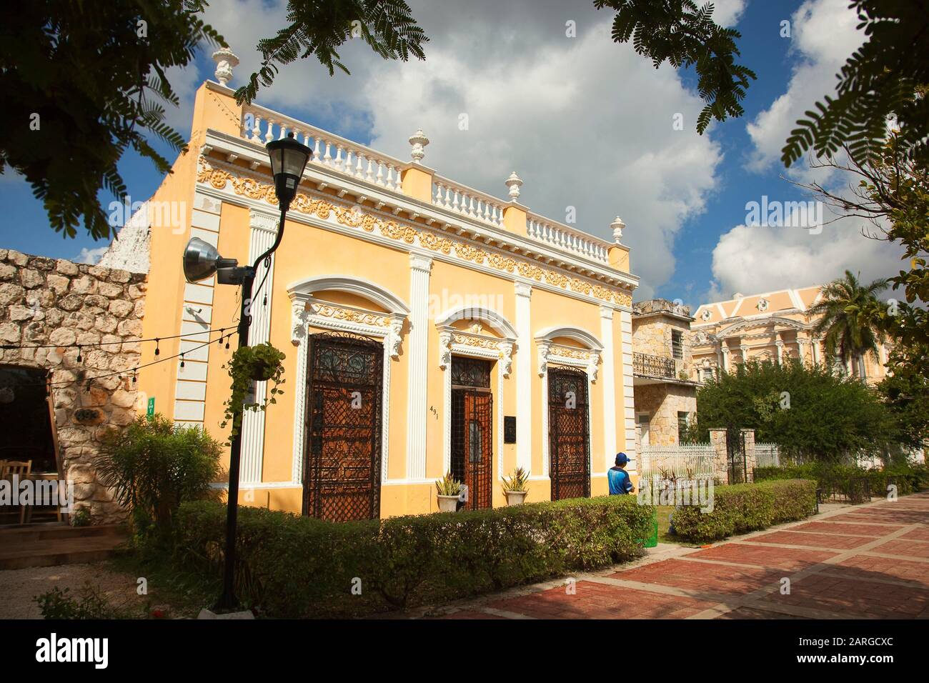 Colonial buildings at Paseo Del Montejo in the city center, Merida ...