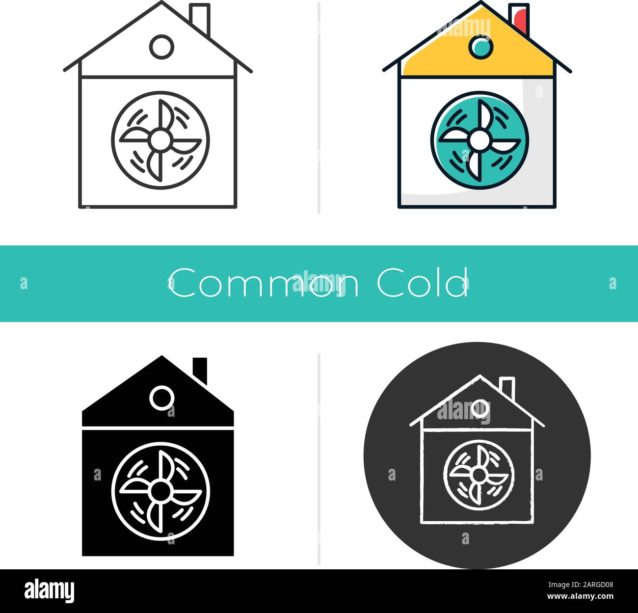 House ventilation icon. Conditioning home. Clean germs and microbes ...