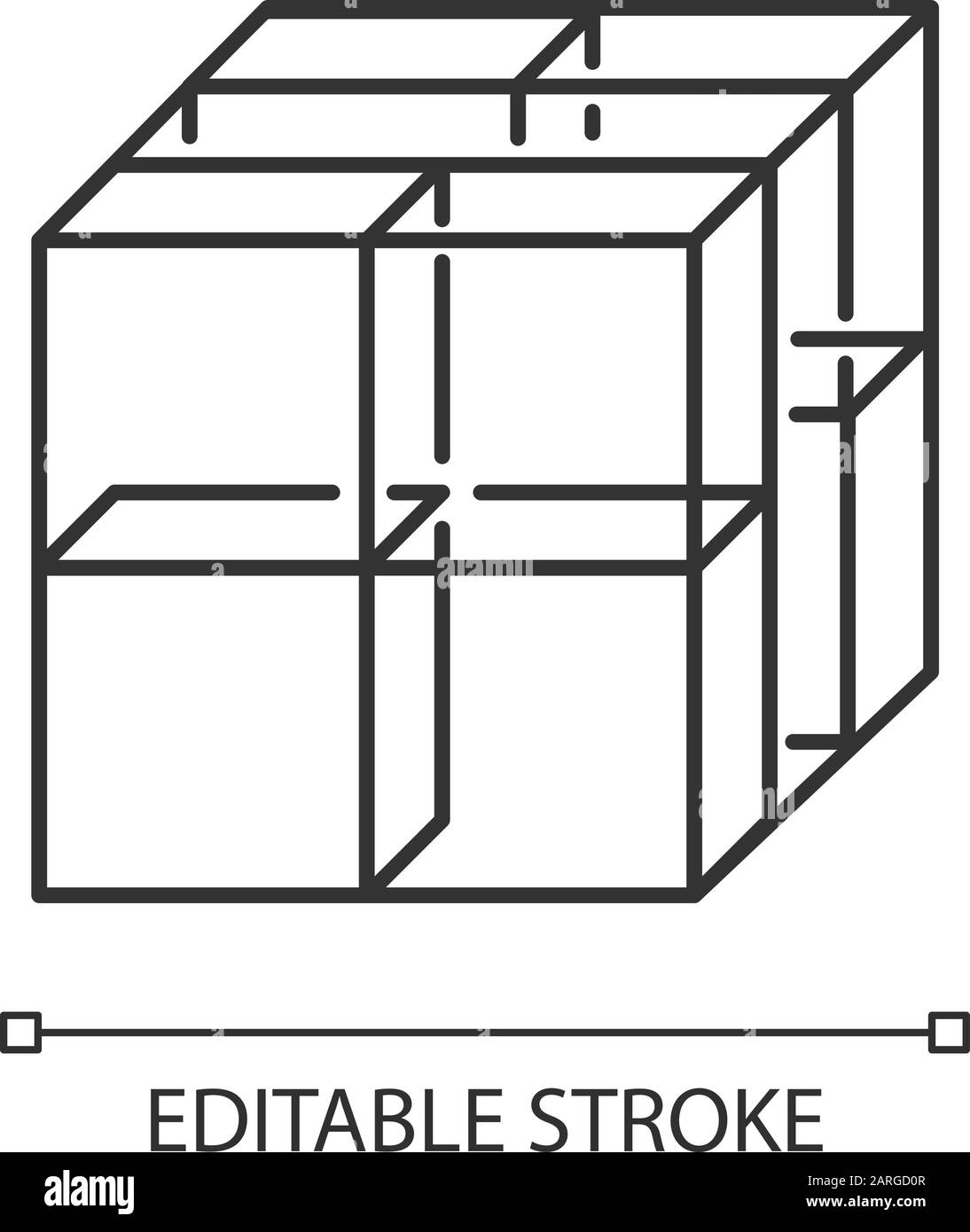 Cube linear icon. Geometric gridded figure. Graphic abstract shape ...