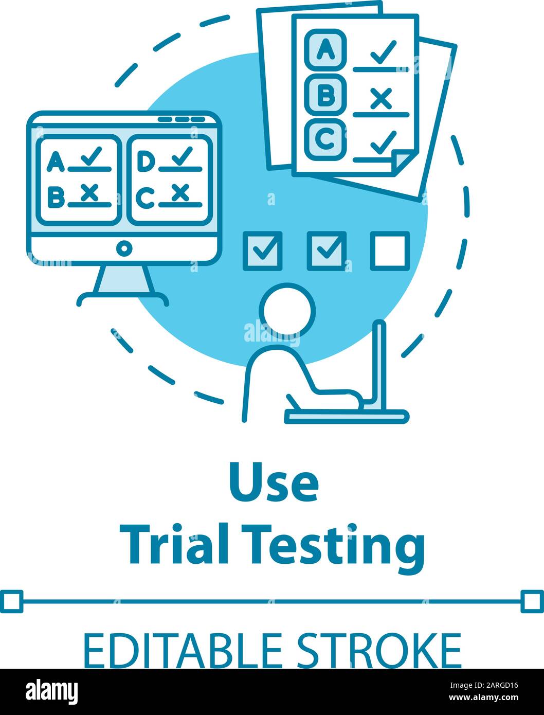 Use trial testing concept icon. Passing online test. Check knowledge ...
