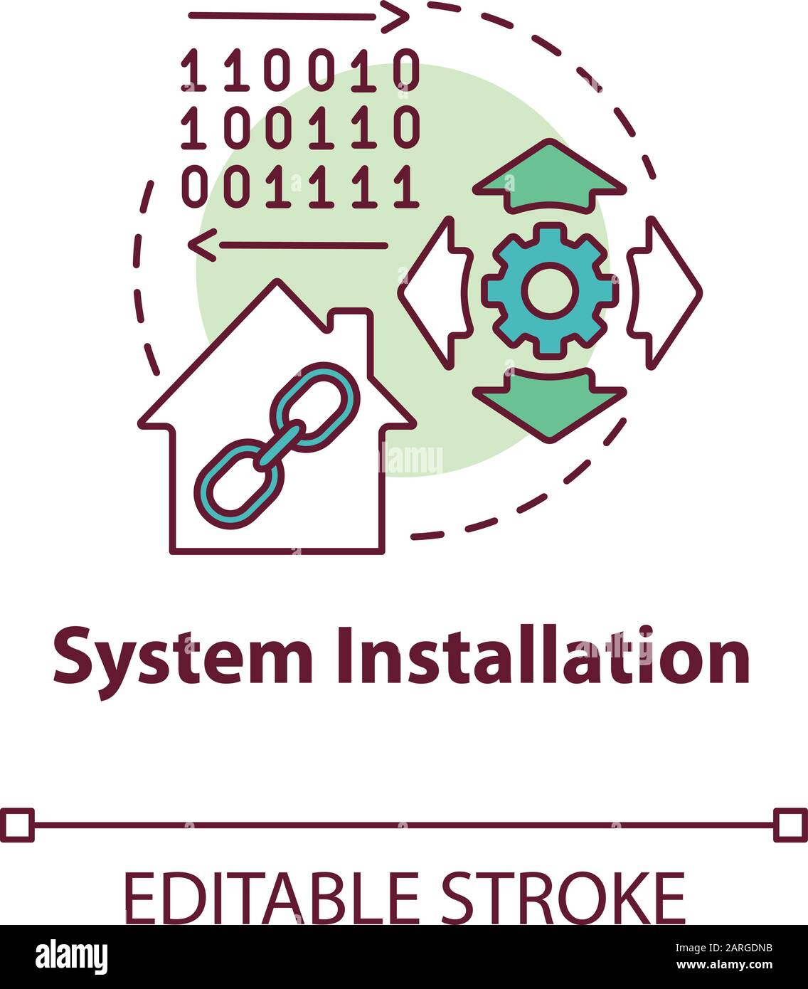 System installation concept icon. Smart house setup process idea thin ...