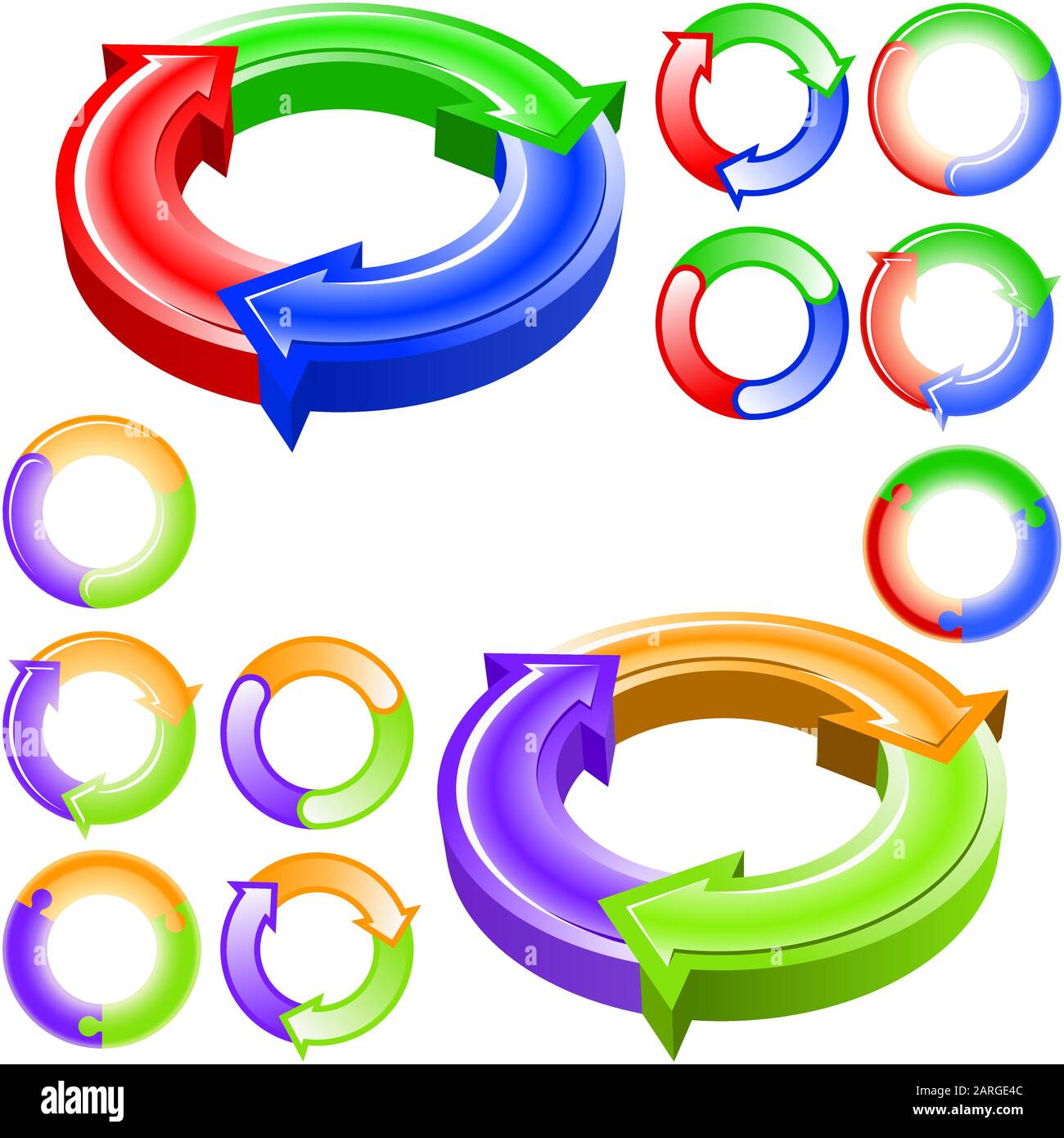 Symbols from rotating colour arrows for schemes and inscriptions 3 in 1 ...