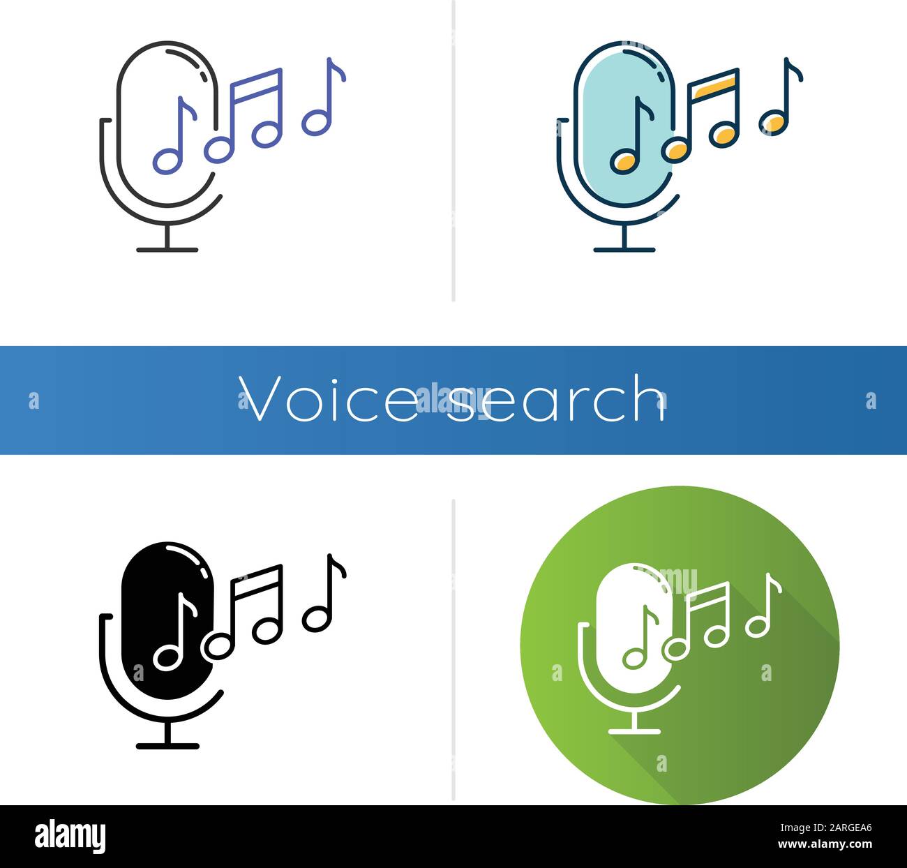 Ringtone recognition icons set. Melody definition app idea. Sound ...