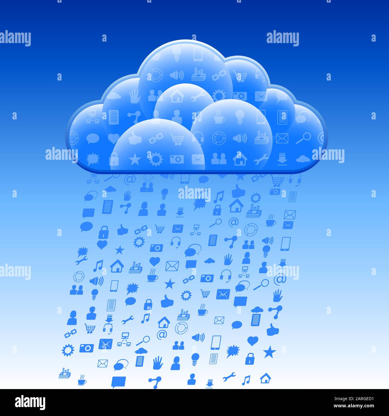 Cloud storage with the rain of the social symbols; Eps10 Stock Vector ...