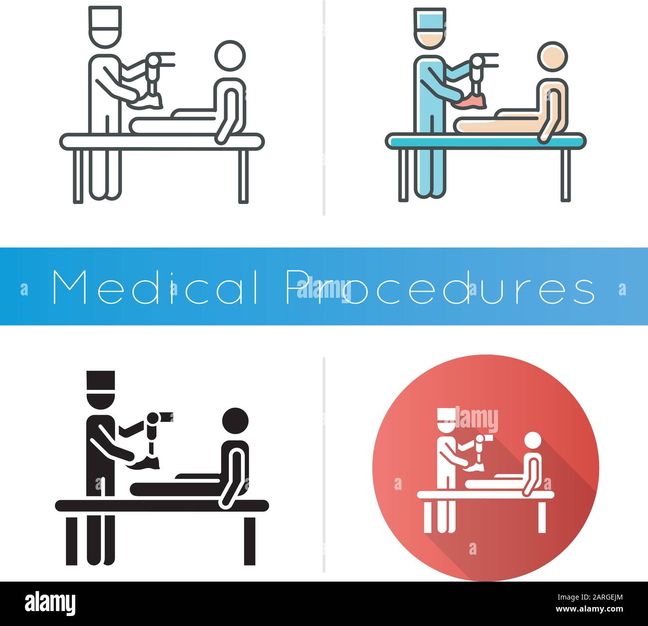 Prosthetics icon. Medical procedure. Doctor, patient. Amputee with no ...