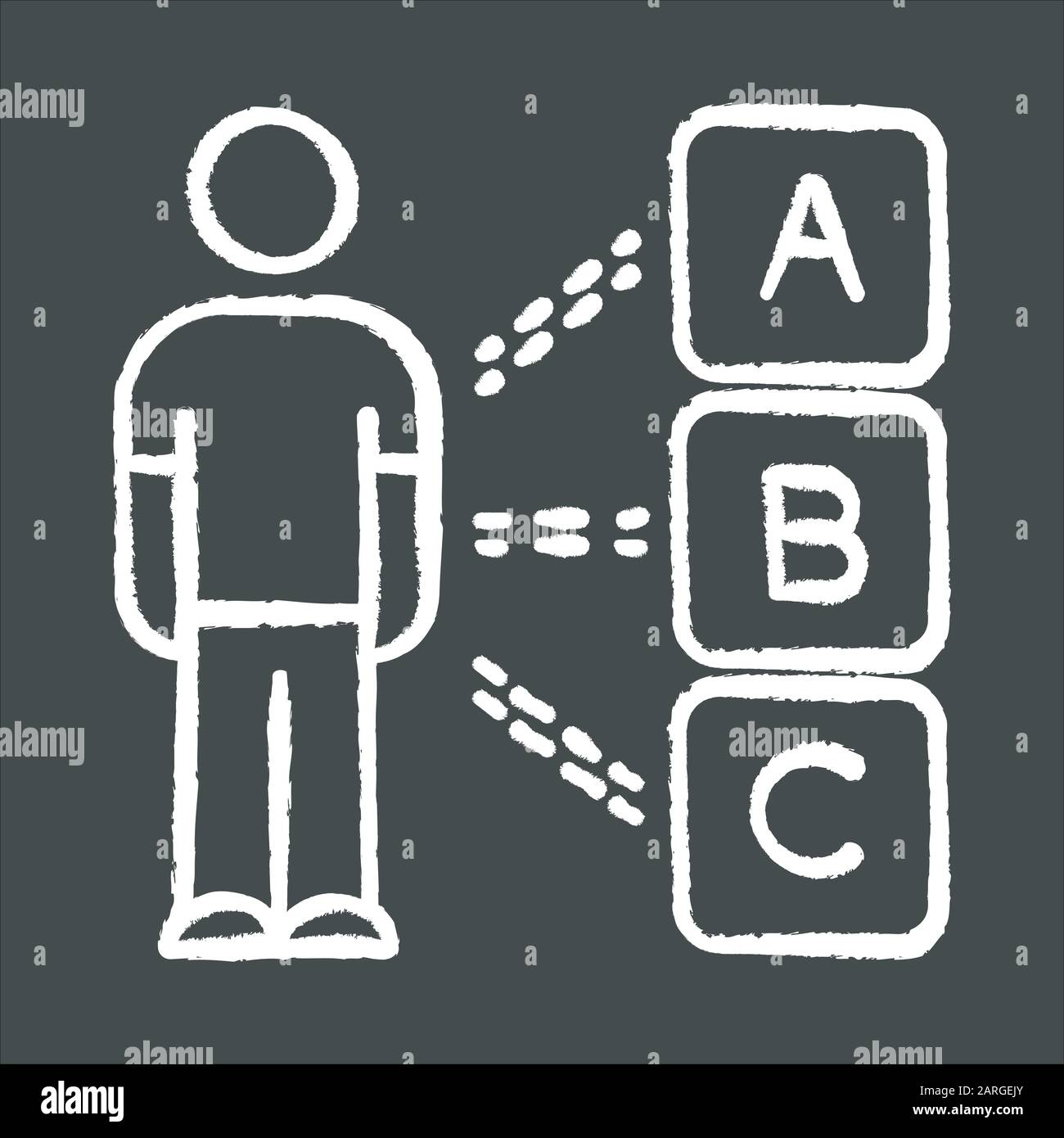 Personal survey chalk icon. Multiple choices. Select option. Question ...