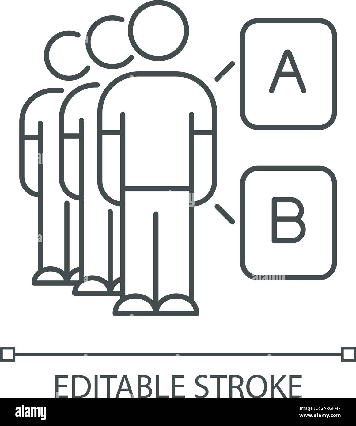 Mass survey linear icon. Focus group. People choose answer. Public ...