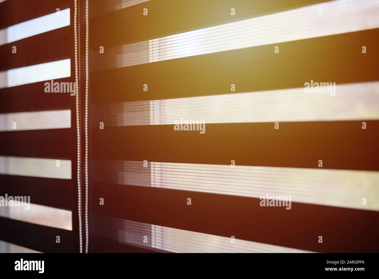 Office blinds. Sunlight through modern fabric blinds. Office meeting ...