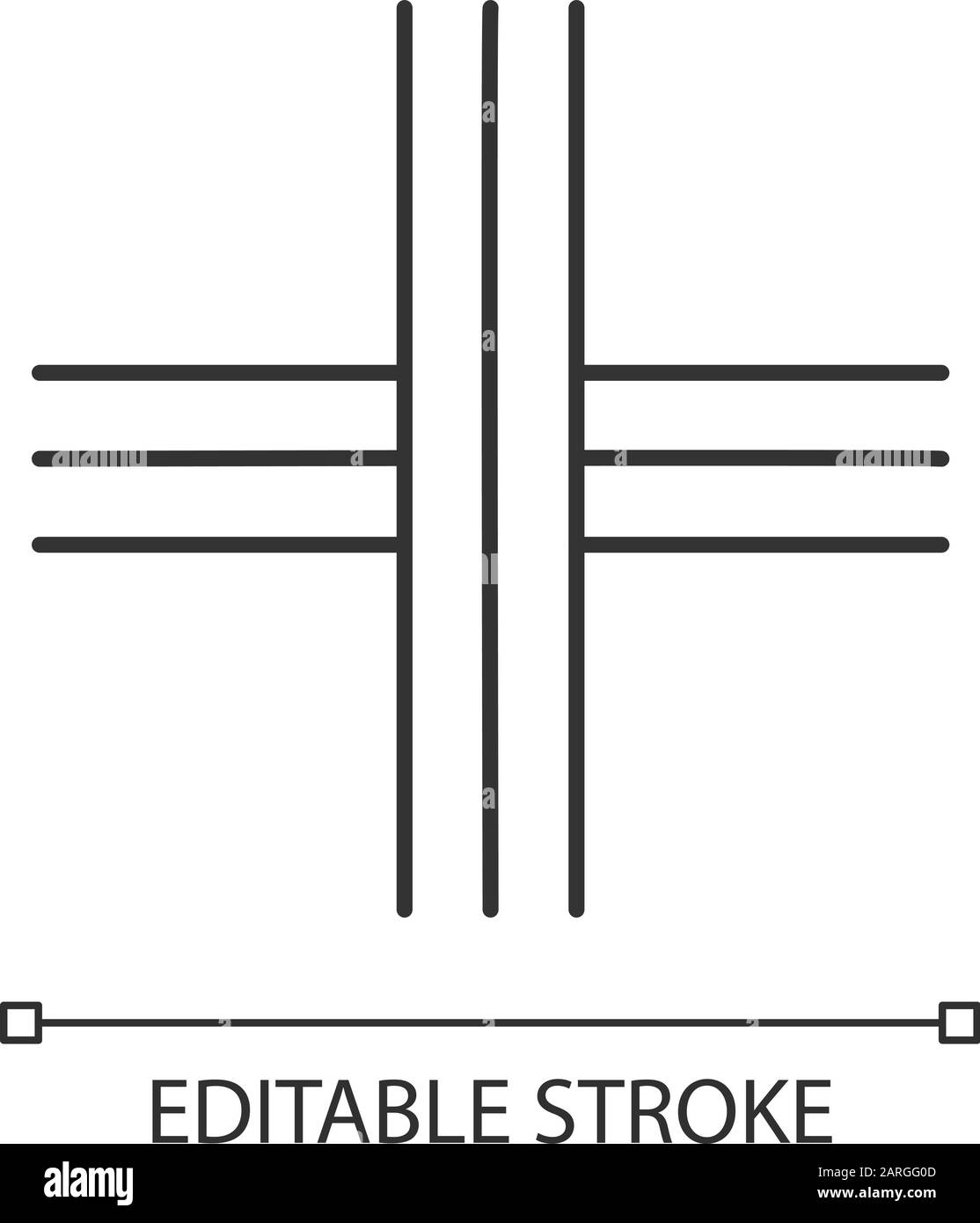 Cross linear icon. Ink straight parallel stripes. Geometric figure ...