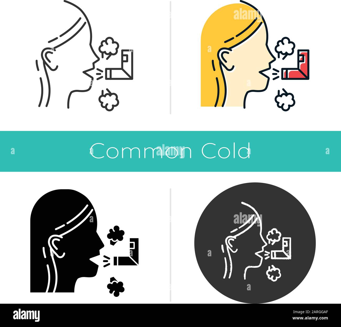 Inhalation icon. Respiratory treatment. Asthma help. Breathing problem ...