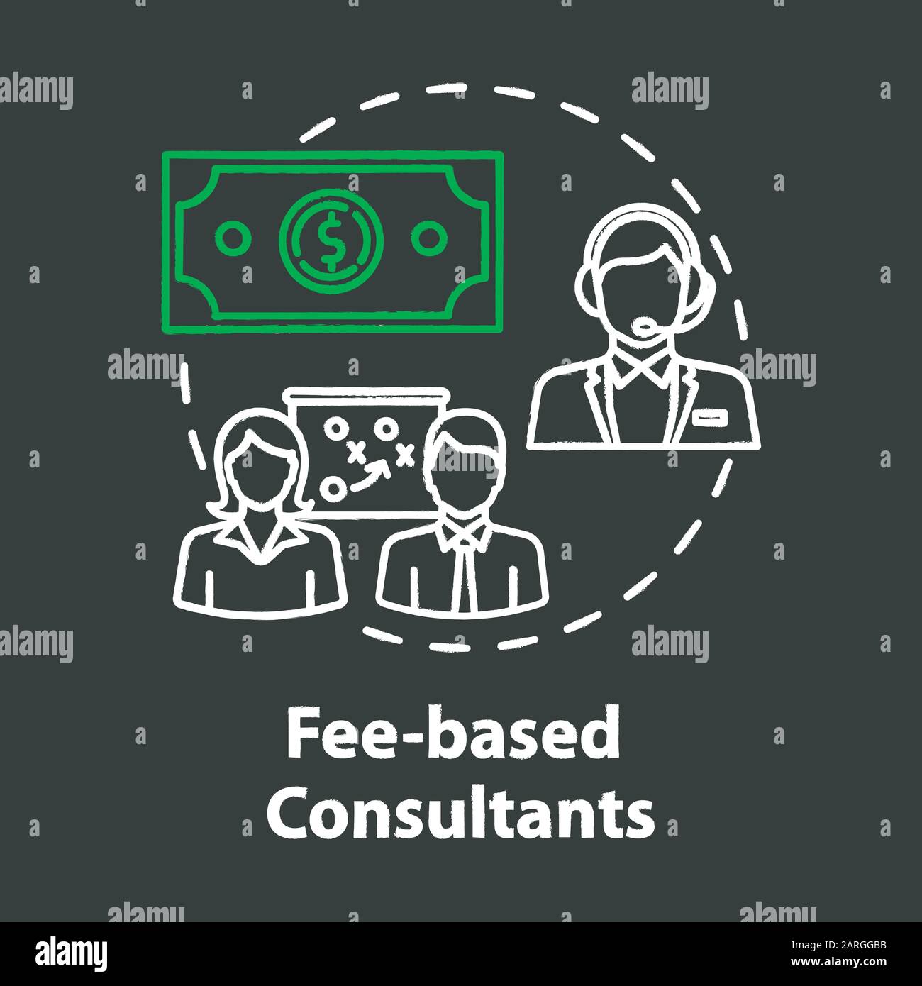 Fee based consultants chalk concept icon. Financial consultation. Call ...