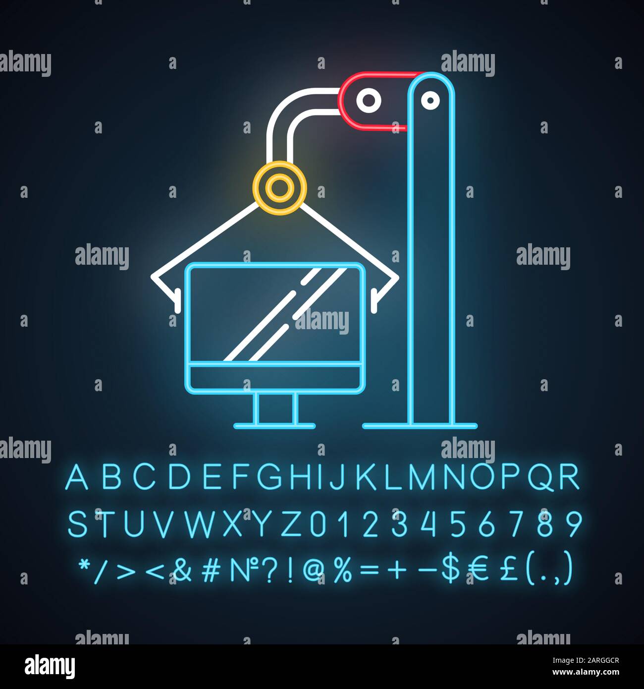 Computer industry neon light icon. Information technology. Digital ...