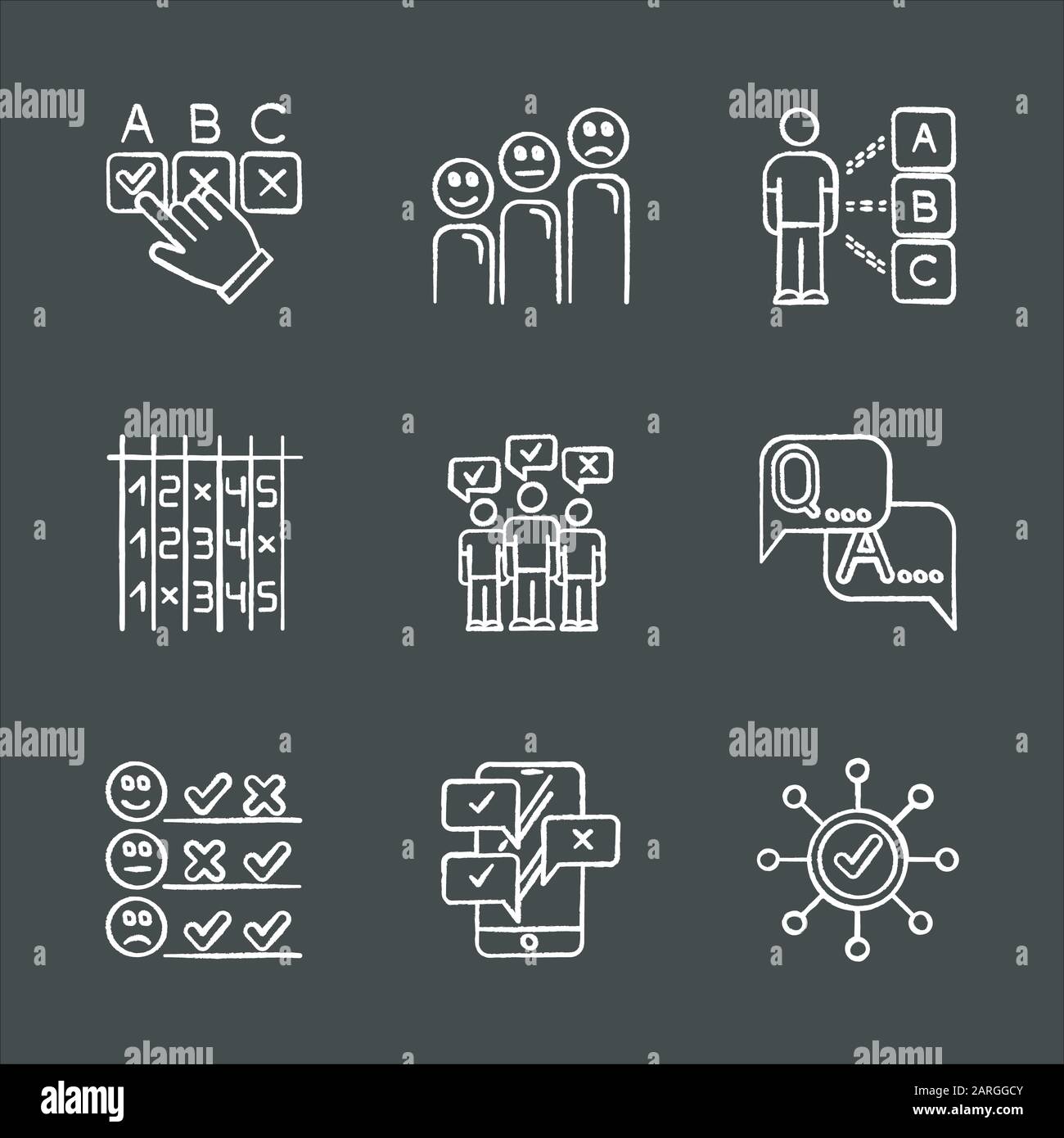 Survey chalk icons set. Choosing checkbox. Correct and wrong answer ... Survey chalk icons set. Choosing checkbox. Correct and wrong answer ...