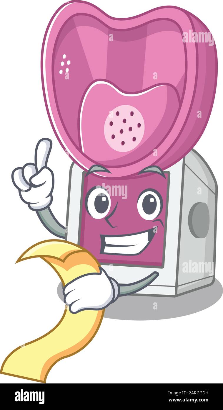 A funny cartoon character of steam inhaler with a menu Stock Vector ...