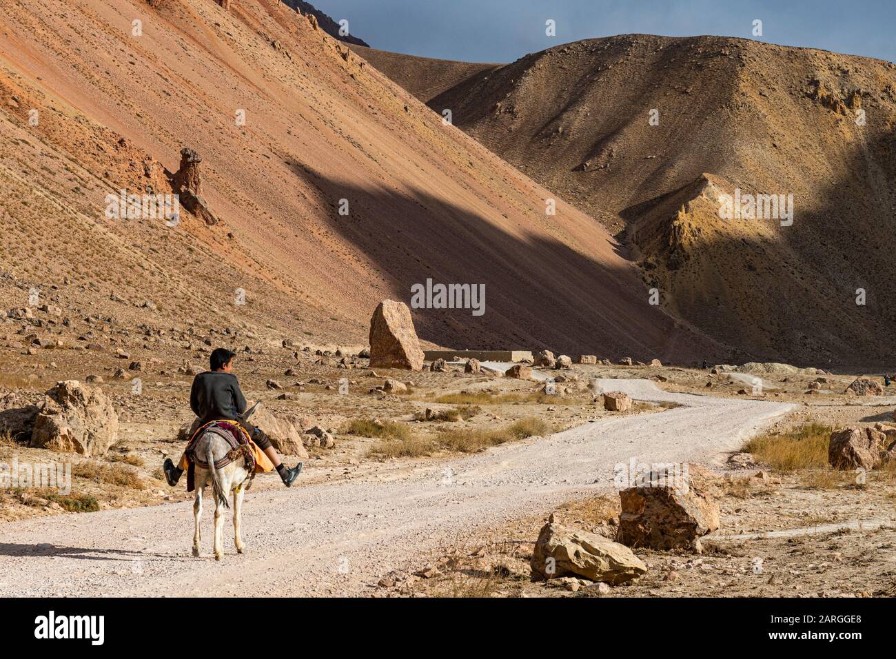 Man with his horse in the valley of Chehel Burj (Forty Towers fortress ...