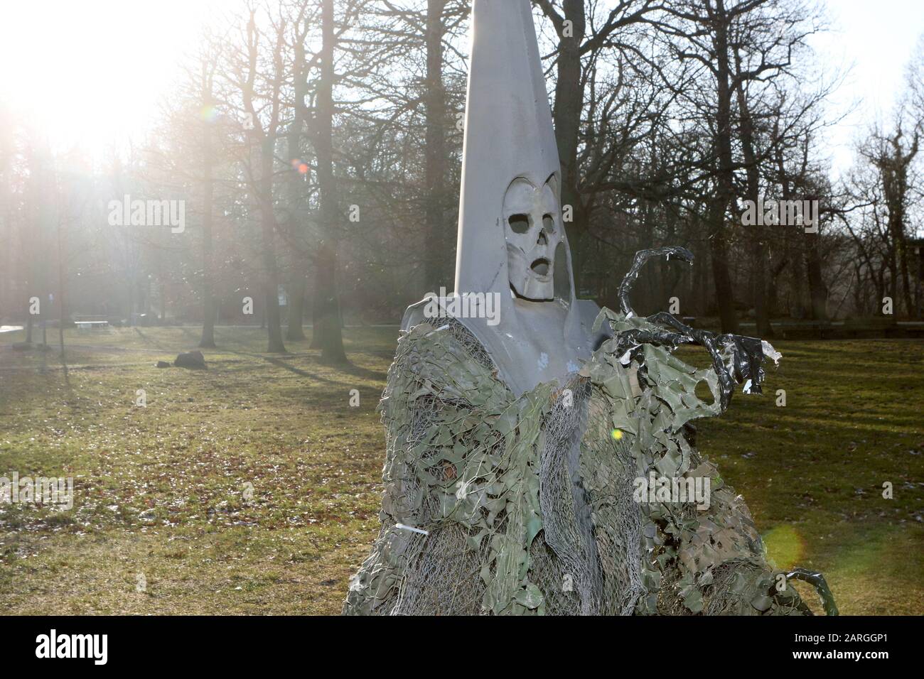 Thale, Germany. 24th Jan, 2020. Mysterious creatures stand on the ...