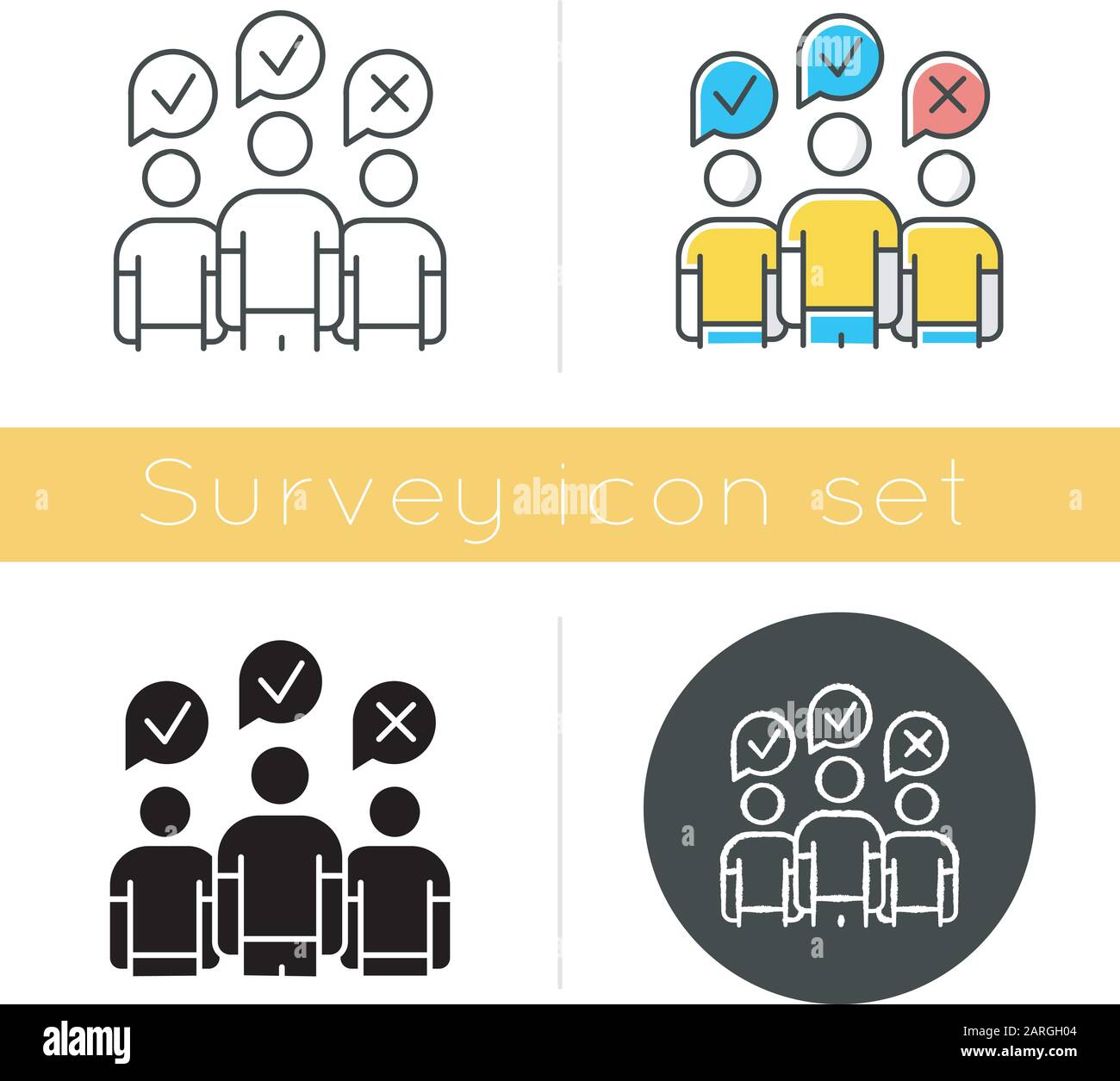 Community survey icon. Group administered questionnaire. Public opinion ...