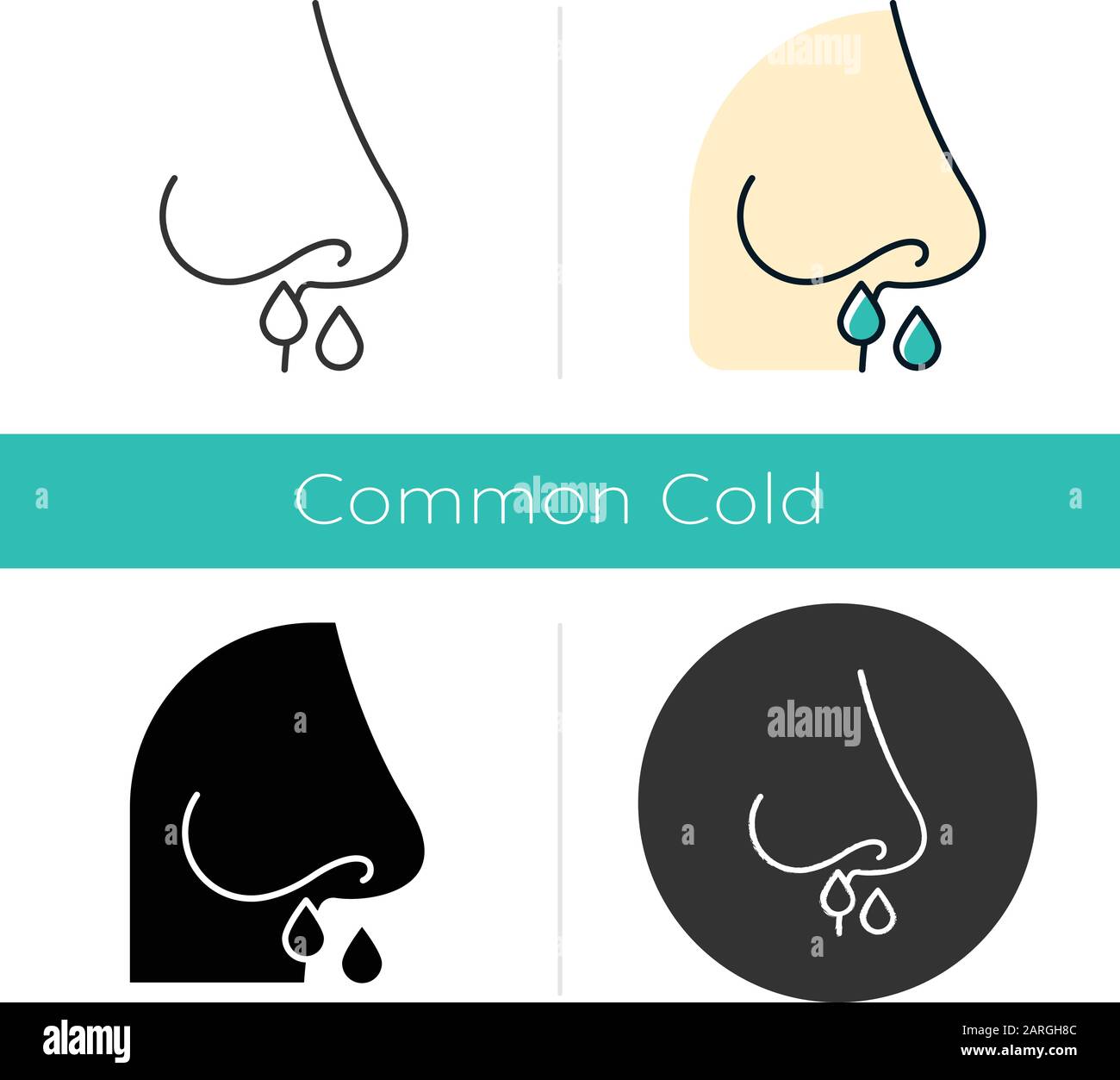 Drip nose icon. Common cold. Grippe symptome. Flu infection. Runny nose ...