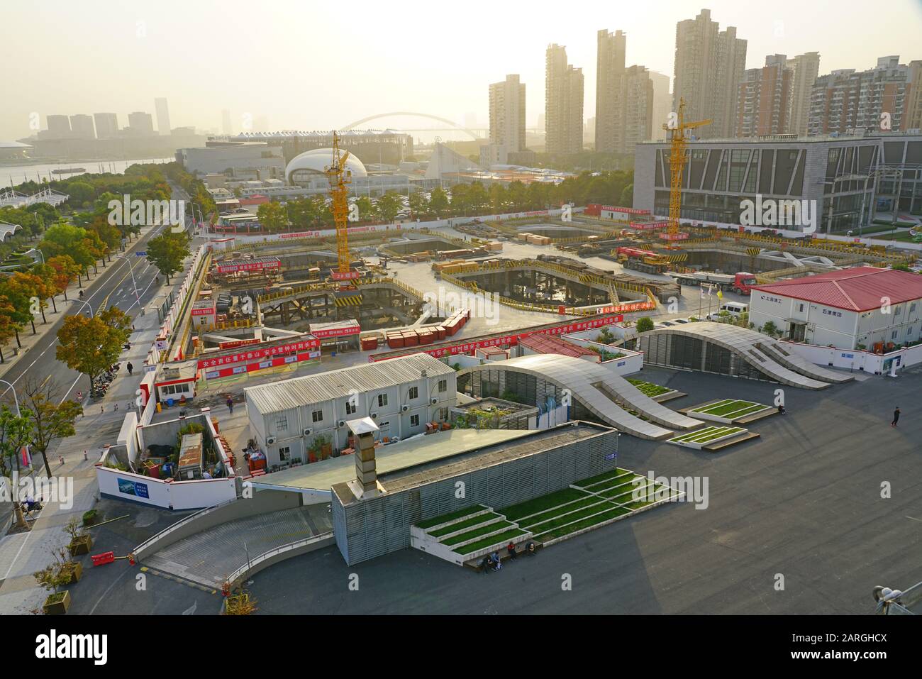 SHANGHAI, CHINA -30 OCT 2019- View of the Power Station of Art, a ...