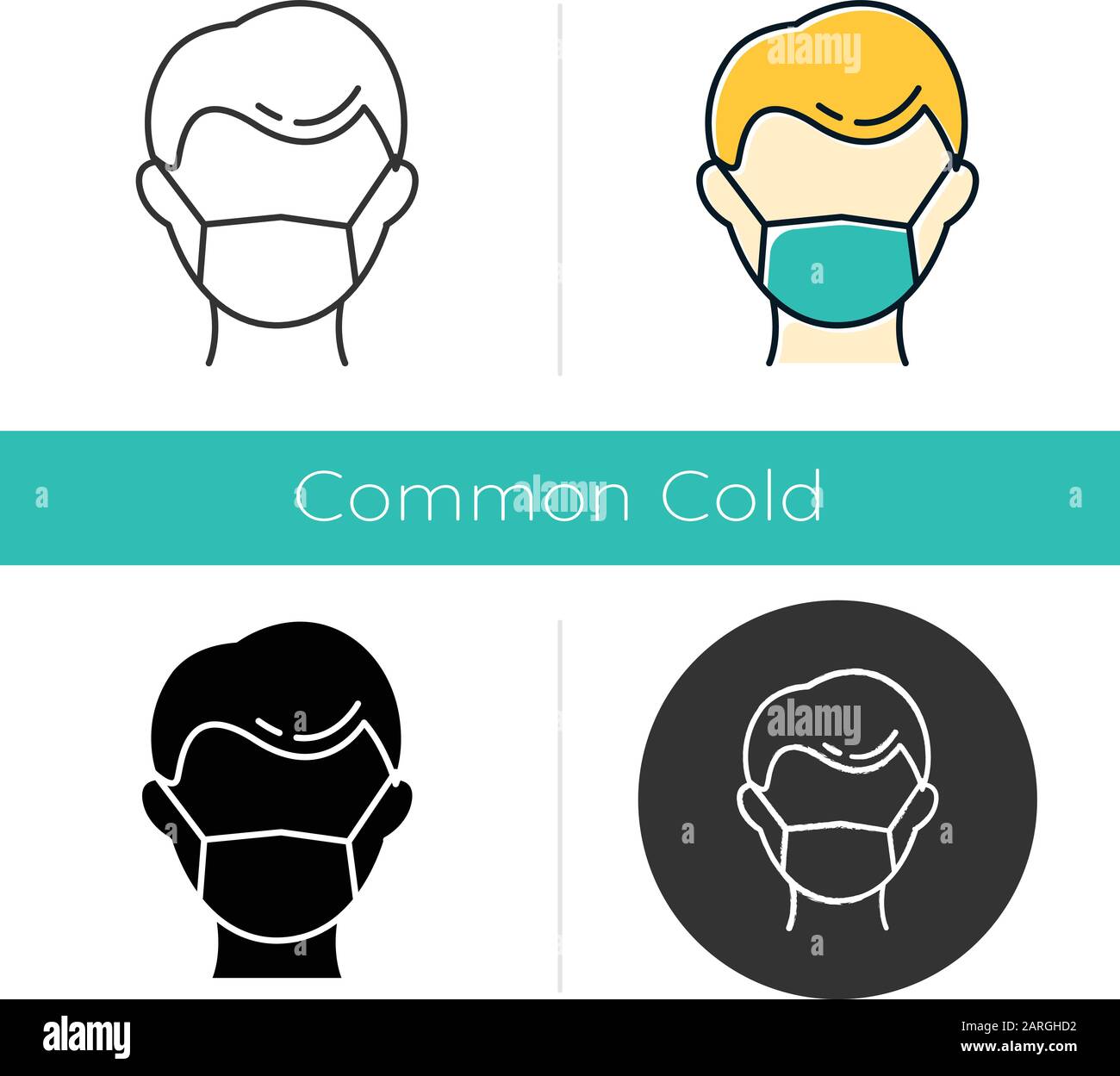 Disposable medical mask icon. Common cold. Influenza prevention. Flu ...